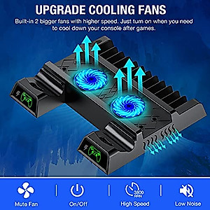 Kawaye PS4 Stand Cooling Fan for PS4 Slim/ PS4 Pro/Regular PlayStation4, PS4 Vertical Stand Controller Charger Station for Dual Charging, PS4 Accessories with Game Storage for Playstation Consoles
