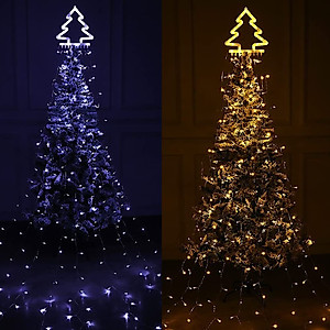 GIHOO Christmas Outdoor Lights Decorations 317 LED 10FT X9 Outdoor Tree String Lights Christmas New Year Garland Outdoor for Bar Home Garden Christmas Tree Lights (White/Warm White by Random)