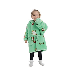 QFULFUN Wearable Blanket Hoodie for Kids Toddlers Cozy Oversized Hooded Blanket Sweatshirt with Pocket for Little Girl Boy