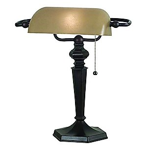 Kenroy Home Classic Banker Lamp ,15.5 Inch Height, 13 Inch Width, 10.5 Inch Ext. with Oil Rubbed Bronze Finish