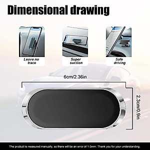 2Pcs Car Magnetic Phone Holder, 360 Degrees Rotation Magnetic Phone Mount, Never Block View, Ultra Magnetic Flex Car Phone Holder, Dashboard Car Mount Compatible All Smart Phones(Silver)