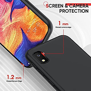 LeYi for Samsung A10e Case: Galaxy A10e Case with 2 Pack Tempered Glass Screen Protector for Women Men, Liquid Silicone Slim Gel Rubber Protective Phone Cases Cover for Samsung Galaxy A10e, Black