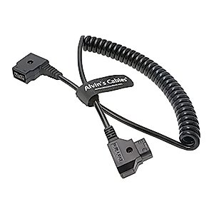 Alvin's Cables D-Tap Male to Dtap Female Coiled Extension Cable for DSLR Rig Anton Bauer Battery