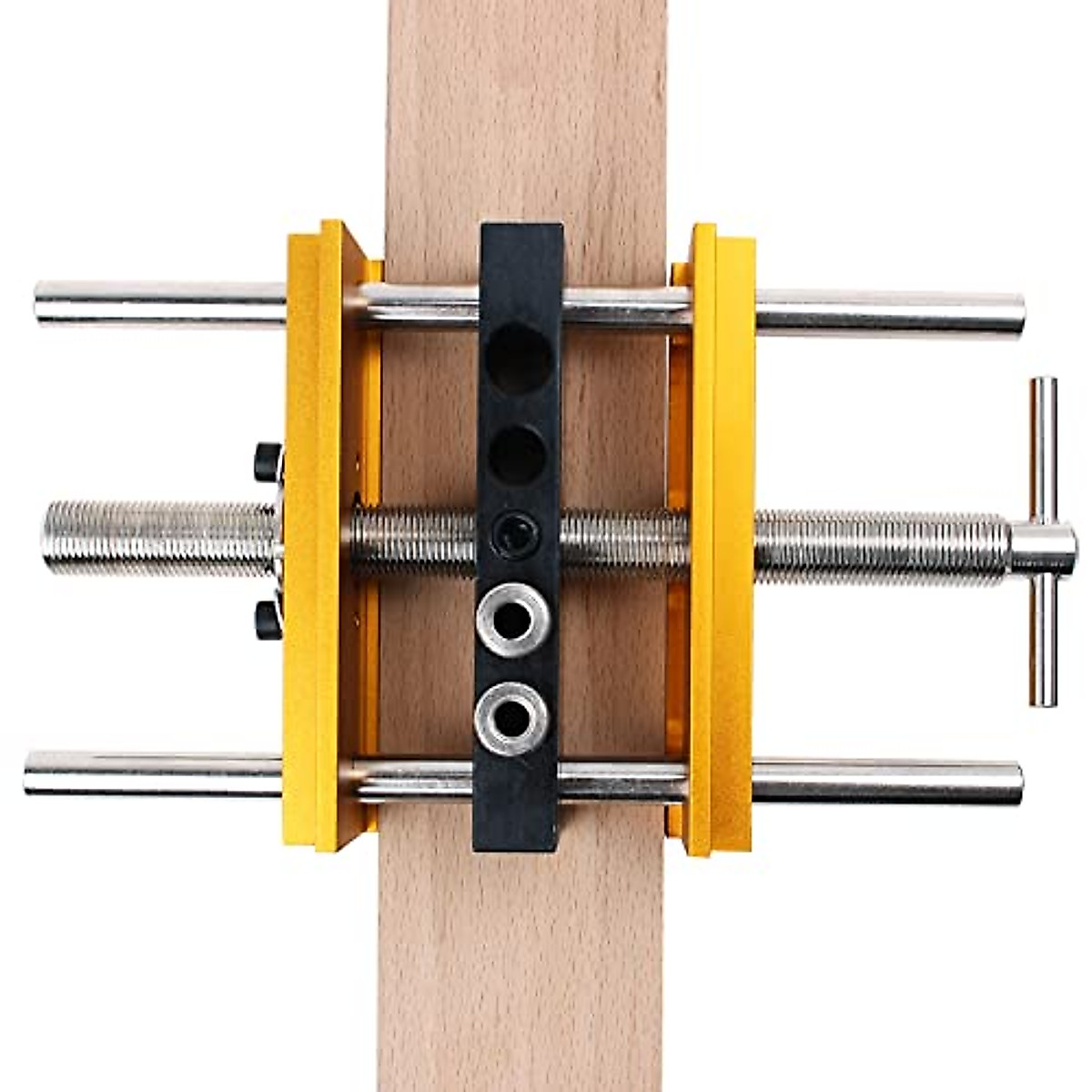 AUTOTOOLHOME Self Centering Doweling Jig Plus 6 inch Widen Wood Dowel Jig Kit Drill Jig for Straight Holes 6 Drill Guide Bushings Set Woodworking Joints Tools