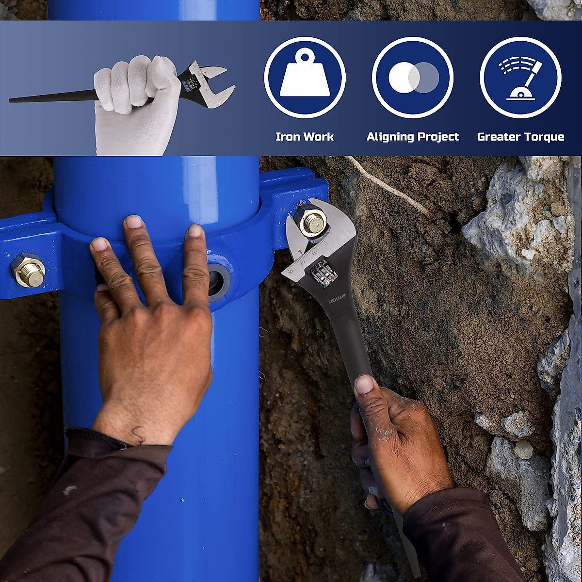 Lichamp 10-Inch Adjustable Construction Spud Wrench