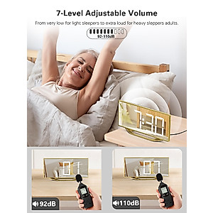 Alarm Clock for Bedroom, Modern Digital Clock for Living Room, 8.7" LED Mirror Alarm Clock with 2 USB Charger,Snooze,12/24H,7 Adjustable Dimmer & Volume Aesthetic Bedside Clock for Teens Kids Adults