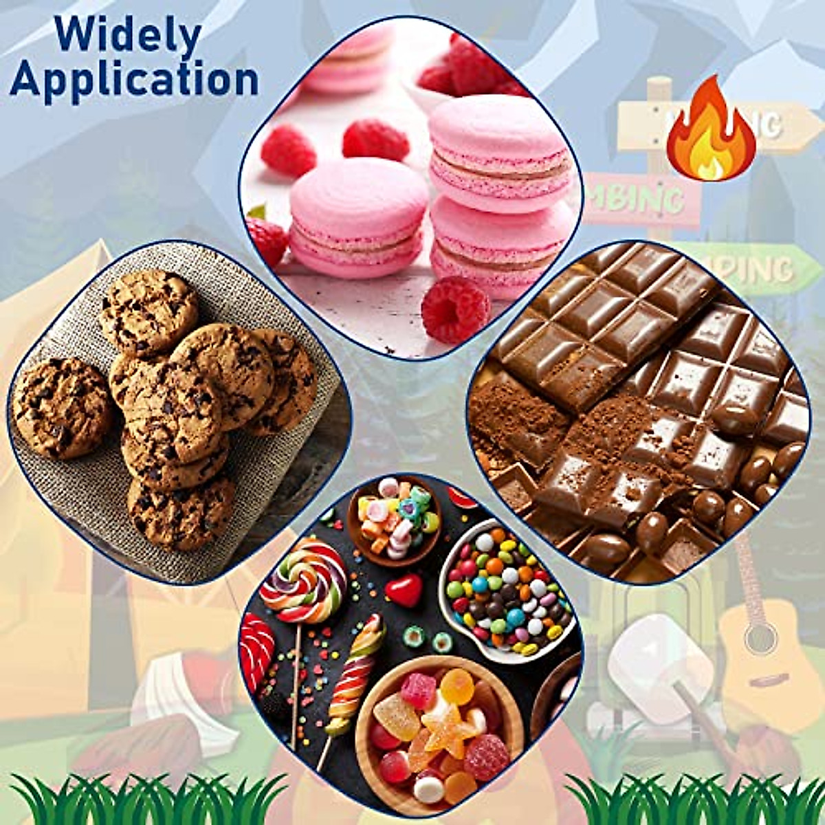 100 Pieces Camping Cellophane Treat Bags Camp out Goodie Candy Favor Bags Gift Bags with 100 Pieces Twist Ties for Camping Party Decorations Kids Birthday Party Baby Shower Supplies Gift Wrapping