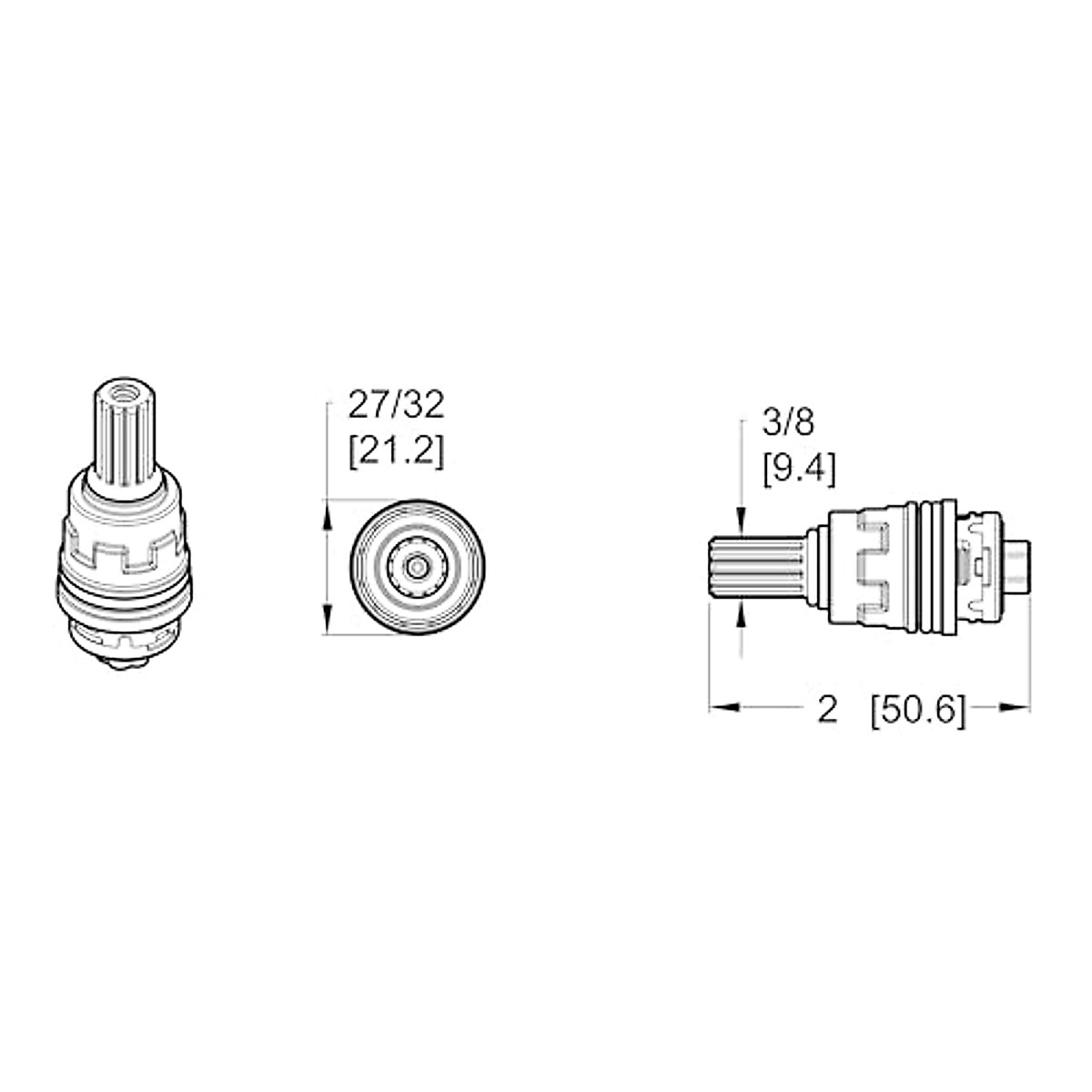 Pfister 9100310 1/4" Turn Hot Side Plastic Stem Bathroom Faucet Ceramic Disc Cartridge Replacement Part, Multicolor