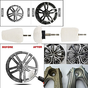 SCOTTCHEN Aluminum Polishing Wheel for Drill Chrome Rim Manifold Polishing Kit 3" x 1/4" Hex Shank Cone/Mushroom/Column - 3pcs