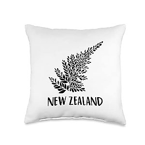 New Zealand Gifts for Men Women Children Silver Fern New Zealand Throw Pillow, 16x16, Multicolor
