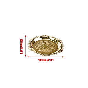 Quluxe Vintage Round Metal Food Serving Tray, 2 Pcs Reusable Decorative Appetizer Platter for Kitchen, Party, Centerpiece Display- Gold (4 Inch+10 Inch)