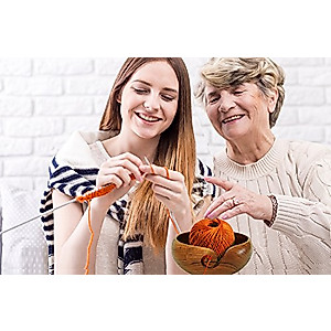 Stitch Happy Yarn Bowl Handmade Extra Large Sheesham Wood with Elegant Design