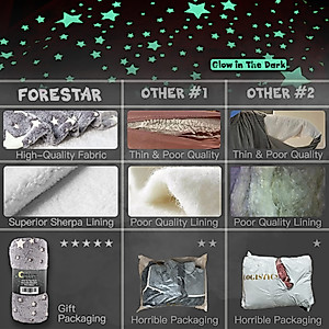 FORESTAR Glow in the Dark Wearable Blanket, Cool Christmas Birthday Gifts for Kids Girls Boys 4-10 YR, Thickened Warm Oversized Sherpa Hoodie with Pockets