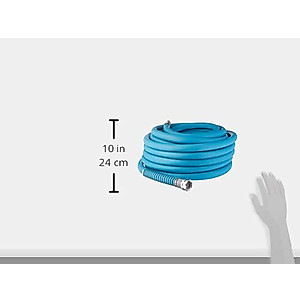 Aqua Joe AJPGH50-DWS 5/8 in 50 Ft. Hybrid Polymer Flex Kink Free Hose, Blue