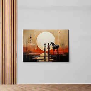 Majestic Black Stallion Galloping In The Clouds, Black Horse On Salt Flats, Canvas Print, Black Horse Print, Black Horse Wall Art