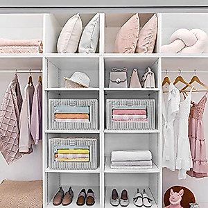 (2 Packs) Large Storage Box|Folding Storage Basket|For Organizing Closets, Home Offices, Clothing Racks, Nursery Toys|Decorative Large Closet Organizer (Grey/vertical stripe)