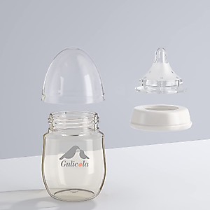Gulicola PPSU Baby Bottles for Breastfeeding Babies with Storage Cap, Anti-Colic, Medium Flow, 3 Months+, 5 oz, 2 Count (Grey White)