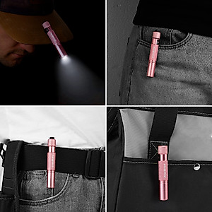 EverBrite LED Pocket Pen Light Flashlight, 2-Pack Small Mini Penlight with High Lumens and 3 Modes, AAA Battery Included, Compact Flashlights for Inspection, Repairing and Outdoor, Pink