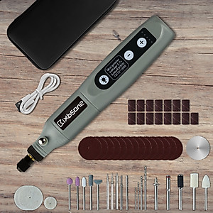 63pcs Cordless Rotary Tool, Mini Power Rotary Tool, 5-Speed and USB Charging 3.7V Rotary Tool Kit with 62 Accessories for Sanding, Polishing, Drilling, Etching, Engraving, DIY Crafts 1