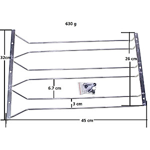 Abcsea 45 cm Stainless Steel Wine Glass Holder Rack, Chrome Wine Glass Holders Under Cabinet, 1 Piece (2 Rows)