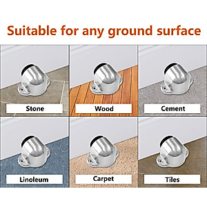 PHITUODA 1.3 Inch / 33mm Heavy Duty Floor Door Stopper, Floor Mount Door Stop with Silent Rubber Bumper, Stainless Steel Brushed Finish - Pack of 1