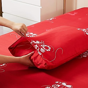 Vaulia Soft Microfiber Sheets, Print Pattern Christmas Holidays, Jingling Bell and Reindeer Print 4-Piece Set (1 Fitted Sheet 1 Flat Sheet 2 Pillowcases), Full Size