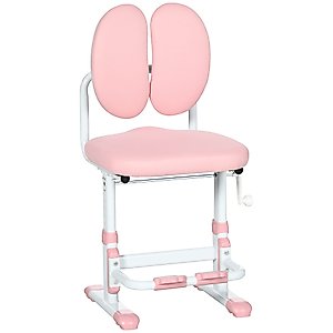 Qaba Ergonomic Kids Desk Chair with Thick Cushioning & Height Adjustment, Kids Computer Chair with Footrest, Childrens Chair, Kids Office Chair & Study Chair, Pink