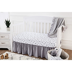 American Baby Company Ultra Soft Microfiber Ruffled Crib Skirt, Grey, for Boys and Girls