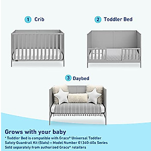 Graco Theo Convertible Crib (Pebble Gray) – Converts from Baby Crib to Toddler Bed and Daybed, Fits Standard Full-Size Crib Mattress, Adjustable Mattress Support Base
