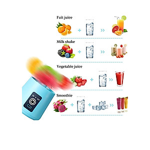 Portable Blender for Shakes and Smoothies, Personal Blender, Travel Lid for Kitchen, Office, Travel, Picnic, Gym & Travel, Personal Size Blenders with USB Rechargeable Blue