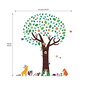 DECOWALL DA-1312N Large Tree with Animal Friends Kids Wall Decals Wall Stickers Peel and Stick Removable Wall Stickers for Kids Nursery Bedroom Living Room