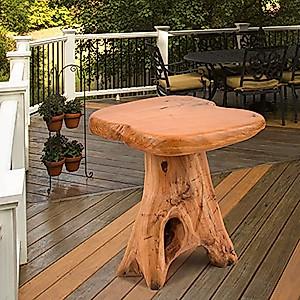 HOEGMST Small Side Table, Unique Design Live Edge Wood Stool, Freeform Natural Plant Stand for Garden, Yard, Living Room, Bedroom
