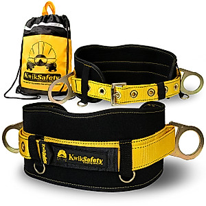 KwikSafety - Charlotte, NC - BEAVER TAIL Safety Belt [2 D-RINGS] Adjustable 39” to 58” Cushioned Padded Lineman Ironworker Body Belt Hip Pad Work Positioning Ladder Restraint Heavy Duty PPE Support