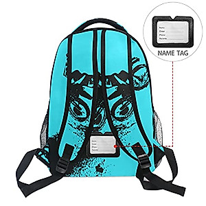Glaphy Motorcycle Blue Backpack School Book Bag Lightweight Laptop Backpack for Boys Girls Kids