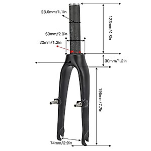 Kadimendium Carbon Fiber Bike Fork, Light Weight Road Bike Fork High Toughness High Strength for 28.6mm Folding Bikes