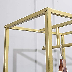 FURVOKIA Modern Clothes Retail Heavy Duty Garment Racks,Metal Clothing Store Hanger Storage Shelves,Floor-Standing Display Rack (Gold Square Tube, 71" H)