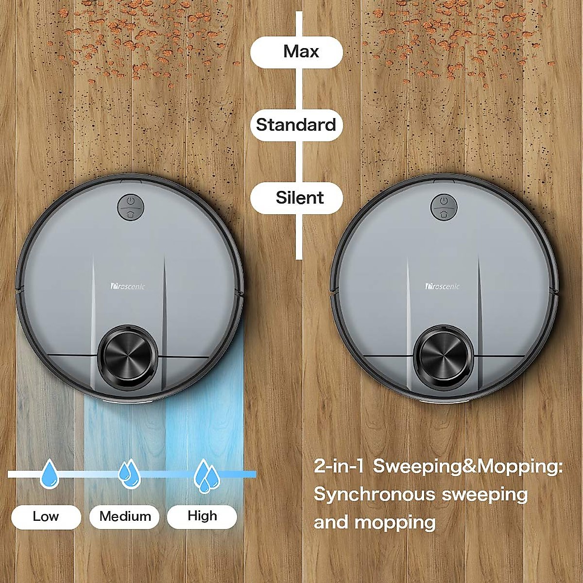 Proscenic M6 PRO Wi-Fi Connected Robot Vacuum Cleaner and Mop, Alexa & Google Home& App Control, Lidar Navigation, Robotic Vacuum with Mapping, 2600 Pa Suction and Selective Room Cleaning