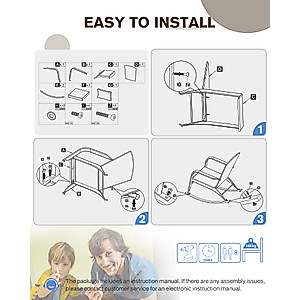 OYODHPDU Outdoor Rocking Chair- Rattan Patio Rocker Chairs with Cushions and Steel Frame- All Weather Outdoor Rocker Chair with 2 Replaceable Cushion Covers (Blue & Grey), 350lbs