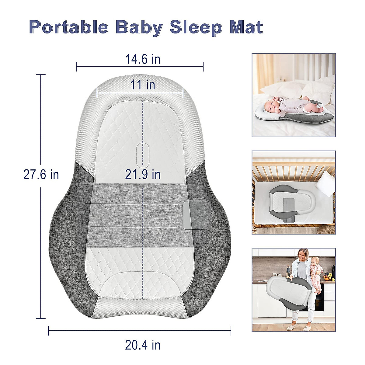 Baby Breathing Monitor, Smart Baby Monitors with Mat - Tracks Baby's Breathing Rate, Heart Rate and Provide Sleep Report, Alarm in APP for Baby Safety, Fits Babies 1 to 6 Months