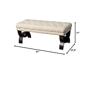Christopher Knight Home Scarlett Tufted Fabric Ottoman / Bench, Light Beige