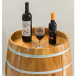 Vintiquewise Wooden Wine Barrel Shaped Wine Holder, Bar Storage Lockable Storage Cabinet