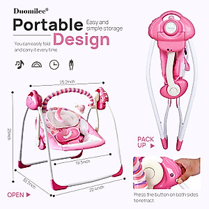 Baby Swings for Infants, Powered by Power Cord (Included) and Batteries for Indoor/Outdoor Use, Easy-Fold Infant Swing, Electric Baby Swing for 0-9 Months 6-25 lbs