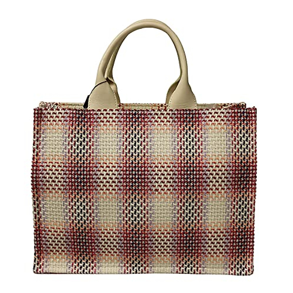 Pierre Cardin Large Pink Structured Tweed Canvas Shopper Tote for womens