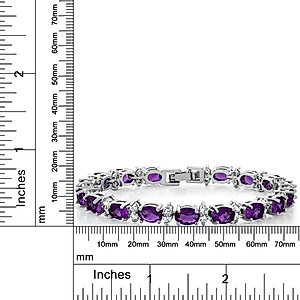 Gem Stone King 20.00 Ct Oval and Round Purple Color Cubic Zirconias CZ Women's Tennis Bracelet 7 Inch