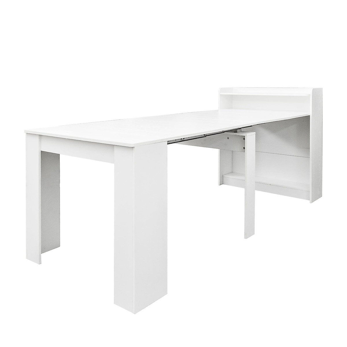 ShopBOPP Expandable Dining Table with Storage＆Sideboard, Wood Convertible Console to Extendable Kitchen Table, Multipurpose Collapsible Drop Leaf Extension, Entryway Cupboard Extra Long Dining Table