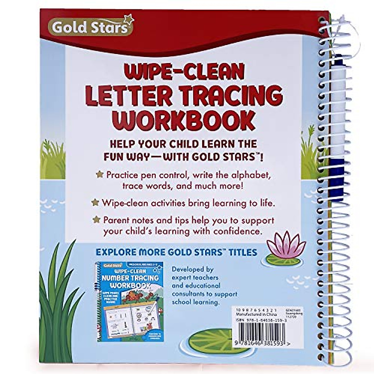 Wipe Clean Letter Tracing Workbook for Preschool Kids Ages 3-5: Practice Pen Control, the Alphabet, Handwriting, Wipe Off Pen Included (Gold Star Series)