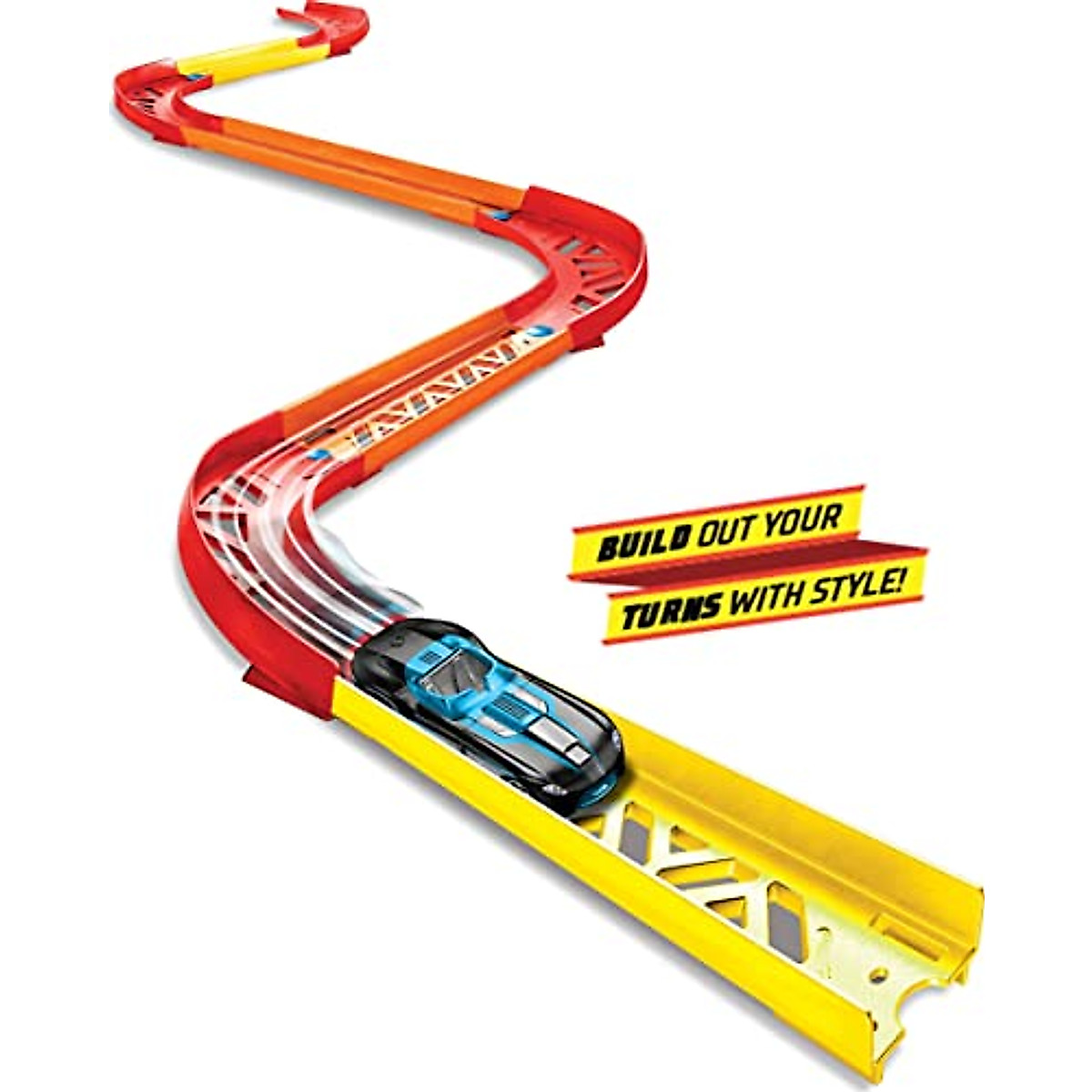 Hot Wheels Track Builder Unlimited Playset Premium Curve Pack, 16 Component Parts & 1:64 Scale Toy Car