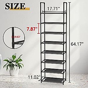 Z&L HOUSE 8 Tier Shoe Rack Tall, Sturdy Metal Narrow Rack That Can Store 16-20 Pairs of Shoes, Stackable Shelf for Closet Entryway to Increase The Use of Space