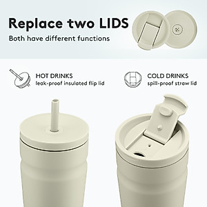 COKTIK 20oz Insulated Tumbler with Lid and Straw 2 Lids (Straw/Flip) Iced Coffee Cup Reusable Stainless Steel Travel Mug Water Bottle Cupholder Friendly for Women Men Her Him (Almond Birch)