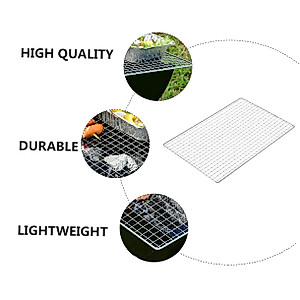 Happyyami 4 Pcs Stainless Steel BBQ Mesh Barbecue Pad Chef Cooling Rack Barbecue Grill Rack Baking Rack Grill Mesh Mat Outdoor BBQ Mat Square Backpack Grill Cooking Grid Travel Gift Small